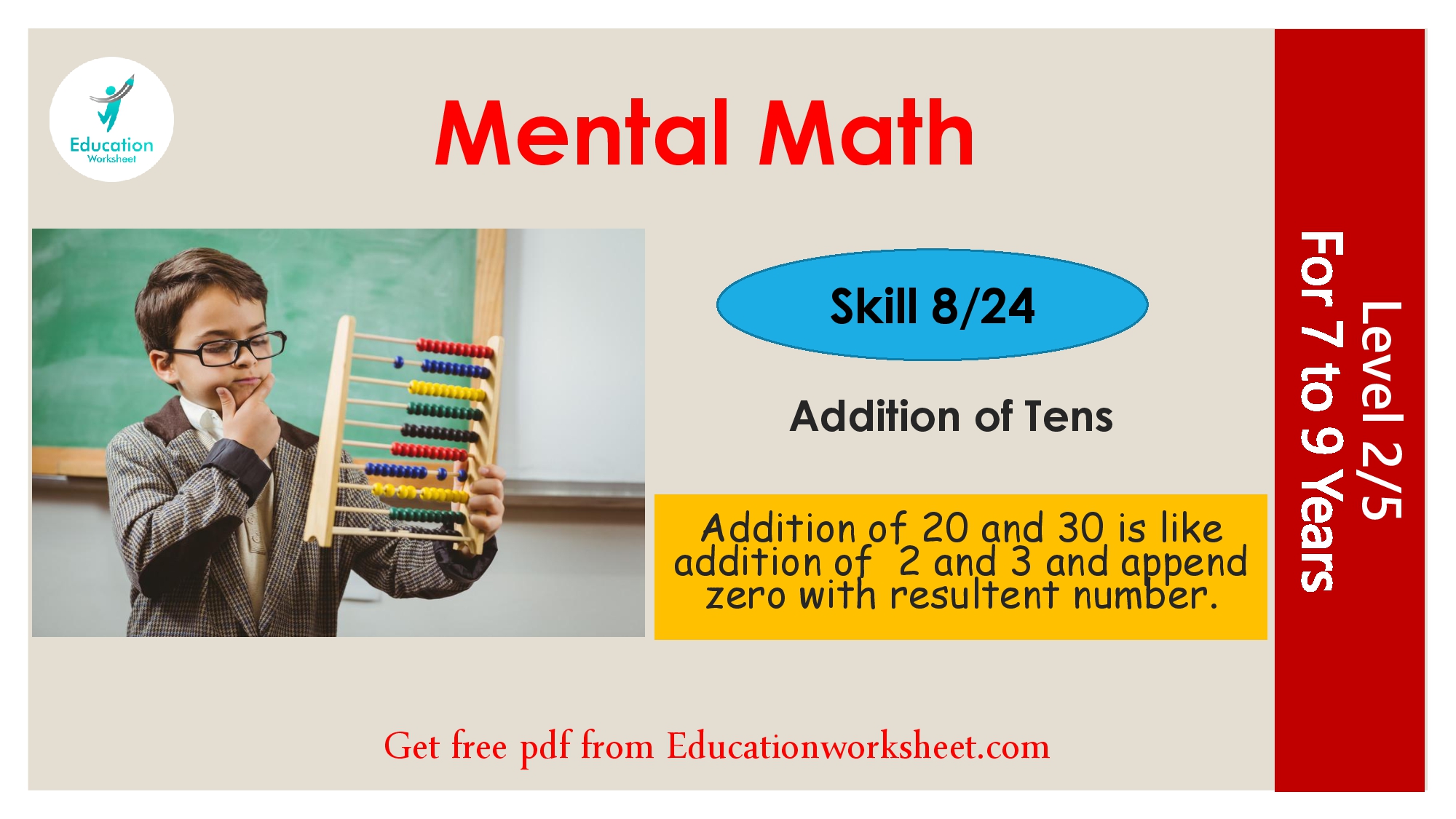 Quick Mental Math Addition Strategies With Tens - Education Worksheet