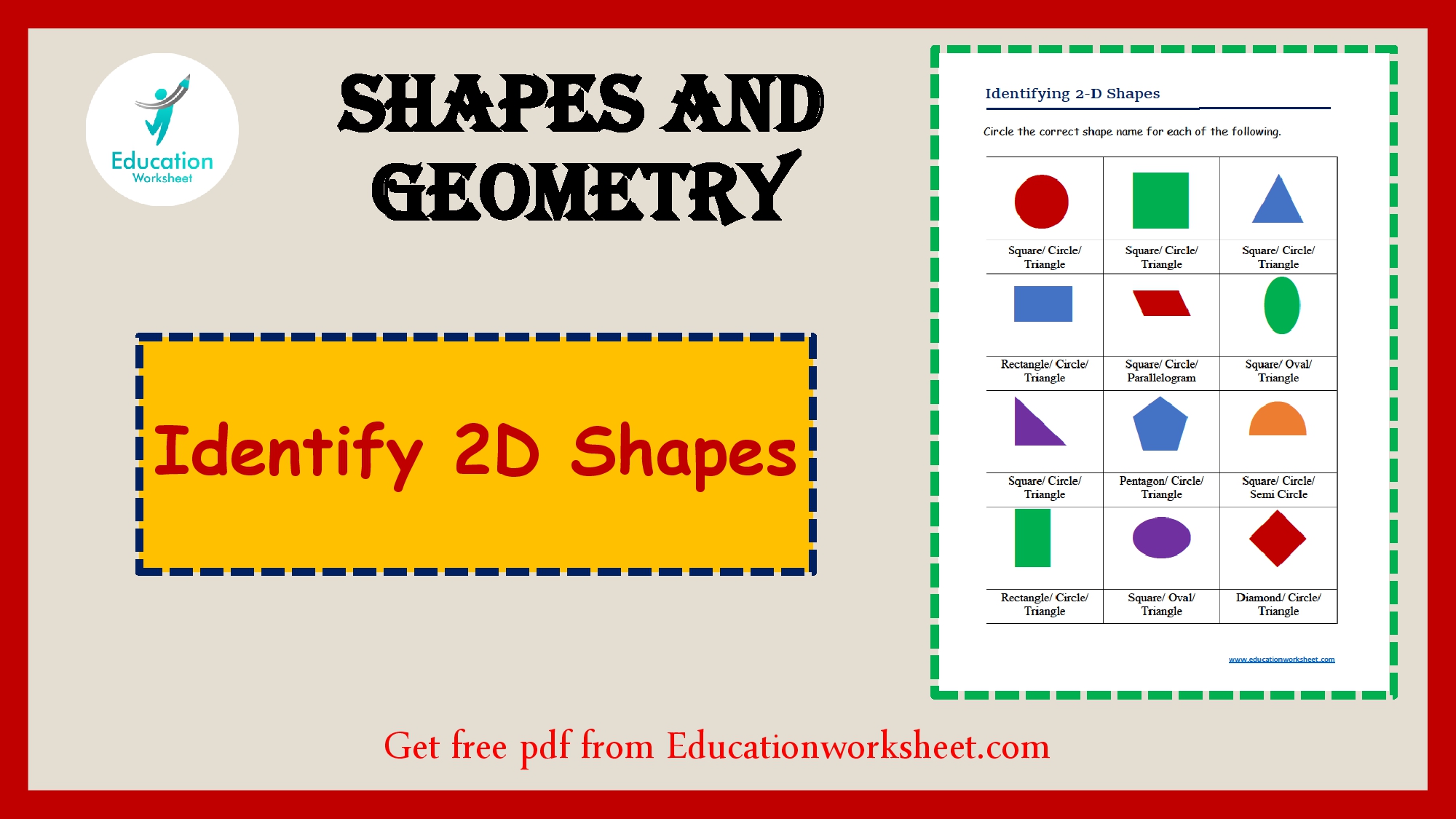 Shapes And Objects Identification - Education Worksheet