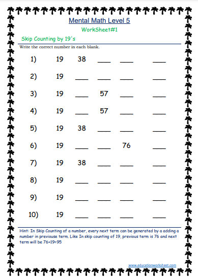 Share Away, Skip Counting Printable Worksheets 19 - Education Worksheet
