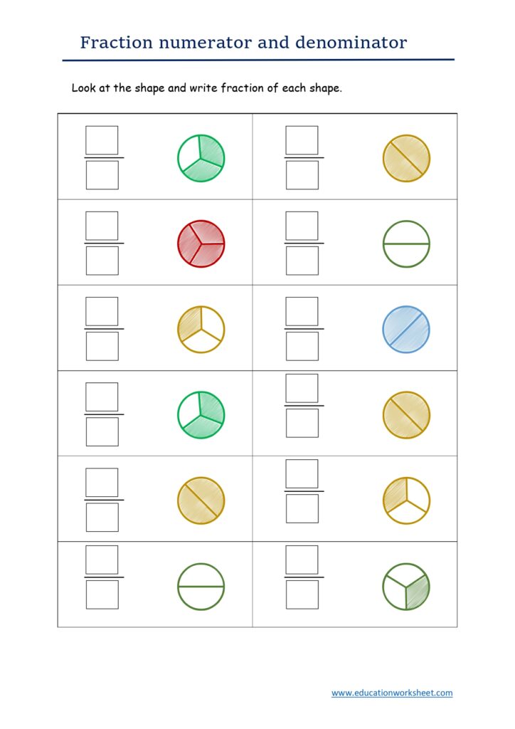 Get 20 Worksheets Numerator And Denominator Of Fractions - Education ...
