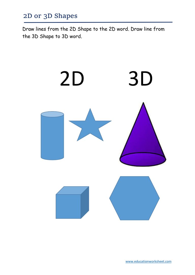 Identify 2D And 3D Shapes - Education Worksheet