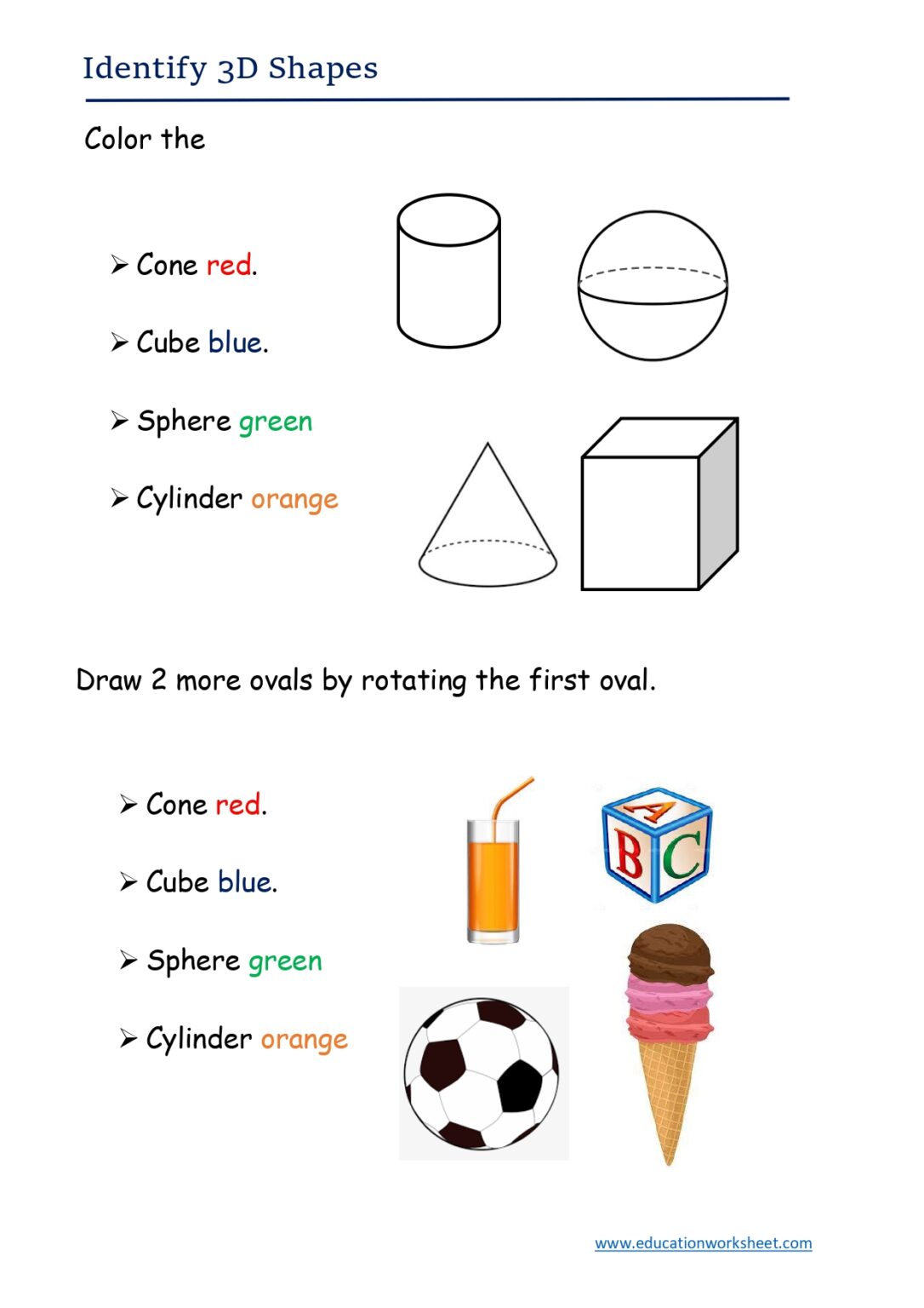 Identifying 3D Shapes Worksheets - Education Worksheet