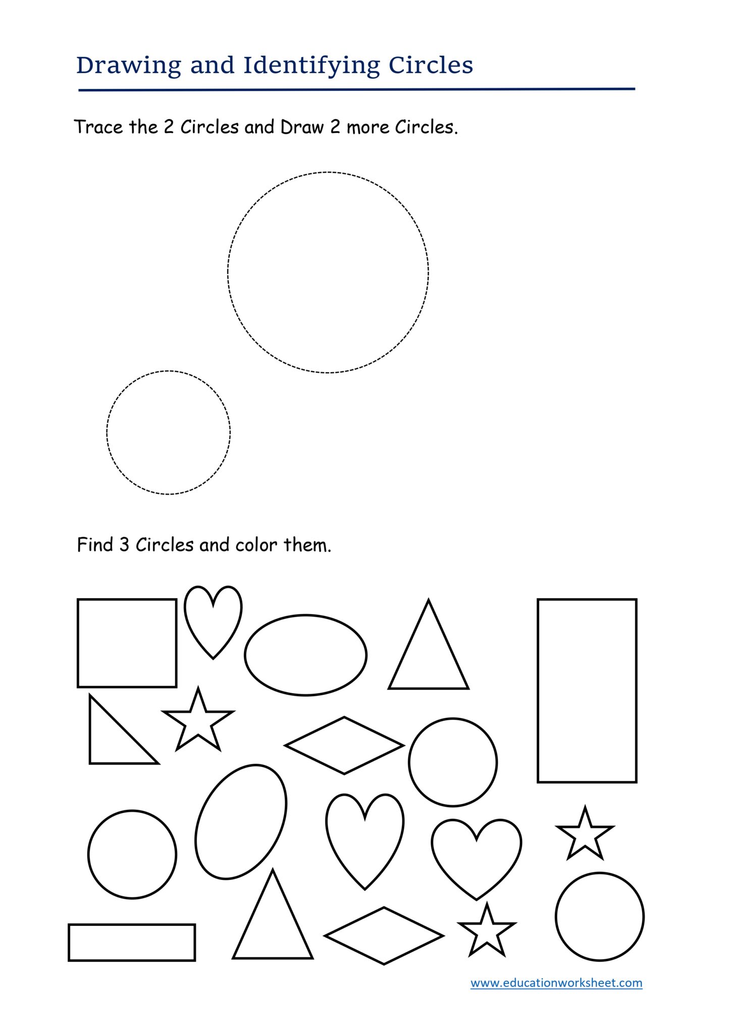 Shape Recognition And Drawing Practice - Education Worksheet