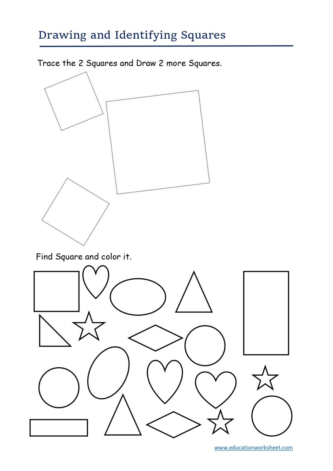 Shape Recognition And Drawing Practice - Education Worksheet